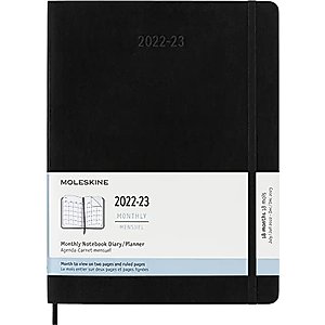 Moleskine 2023 Monthly Planner, 18M, Extra Large, Black, Soft Cover (7.5 x 10)