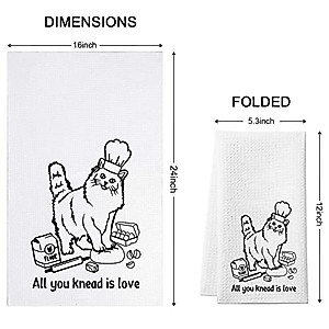 All You Knead is Love Cat Kneading Kitten Pun Kitchen Towels Cute Housewarming Gift Novelty Dish Towel (All You Knead Towel)
