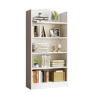 MIN WIN 47.24" Tall Bookcase and Bookshelf, Open Shelf Wood Bookcase with 5-Tier Storage Shelves,Bookshelves Standing Display Shelf Units for Home Office, Living Room, Bedroom, Kitchen-White