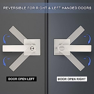 RAZCC Door Lever, Heavy Duty Interior Door Handles for Bathroom & Bedroom Privacy Door Lock Handle Keyless Door Knobs in Satin Nickel for Right & Left Sided Doors, 2 Pack