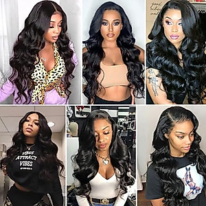 LAPONDAI Lace Front Wigs Human Hair Body Wave 13x4 HD Lace Frontal Wig Pre Plucked with Baby Hair Gluless Wigs Human Hair for Black Women 150% Denisty Natural Color (18Inch)