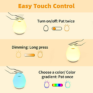 Loycco Baby Night Light, Rechargeable Night Lights for Kids Room with 8 Colors Changing, Dimmable Nursery Night Light with Touch Control, Timer, Night Light Lamp for Breastfeeding, Up to 100H