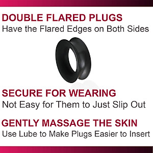 38mm Black Implant grade sili Double Flare Flesh Tunnels Large Gauge Plugs ABYR Ear Stretchers Piercing SI04 2Pcs