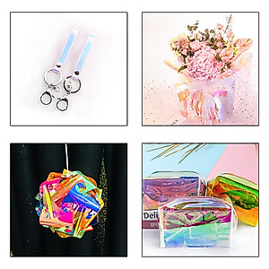 ONEART | 16 Gauge Holographic Iridescent Plastic Vinyl, 16"x54" Transparent Vinyl Fabric-Cadet Blue