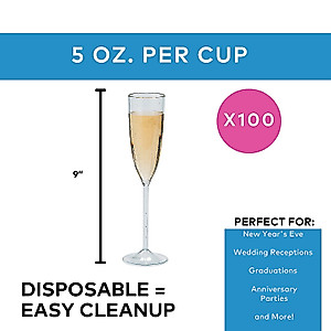 Fun Express Premium Plastic Etched Champagne Flutes Bulk 100 Ct