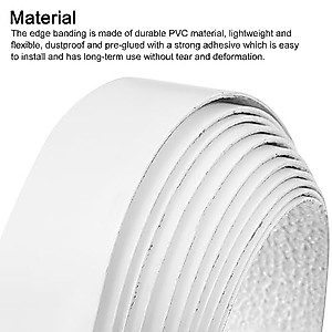 uxcell Edge Banding, 7/8 Inch x 24.6ft Pre-Glued Wood Veneer Edging Iron-on Flexible Edge Banding for Cabinet Repair Furniture Restoration, Matte White