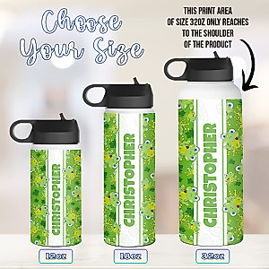 winorax Personalized Frog Pattern Design Water Bottle for Girls Kids Sports Bottles 12oz 18oz 32oz Insulated Stainless Steel Travel Cup Birthday Christmas Back To School Gift for Animal Lovers