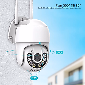 EVERSECU 5MP Ultra HD 2.4Ghz WiFi IP PTZ Camera Outdoor Night Vision Waterproof CCTV Security Dome Camera 5X Digital Zoom, with PC Software/Web Client, Two Way Audio CCTV Surveillance Camera