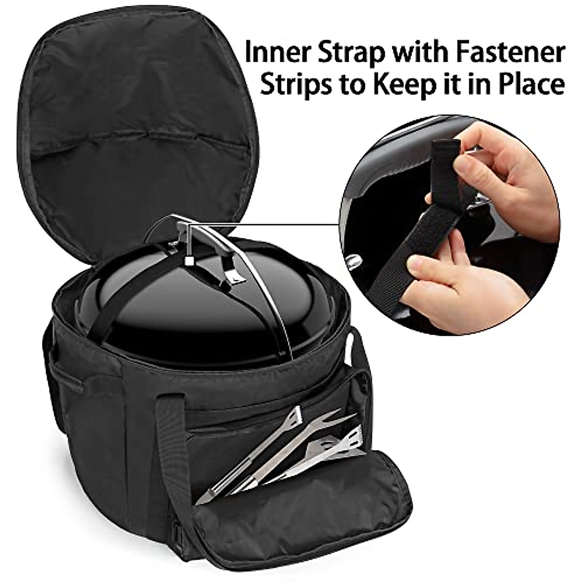 SAMDEW Portable Grill Carry Bag Compatible with Weber Jumbo Joe 18-Inch Charcoal Grill, Grill Cover Compatible with Jumbo Joe 18-in Portable Grill, with Pocket and Handle, Bag Only (Patented Design)