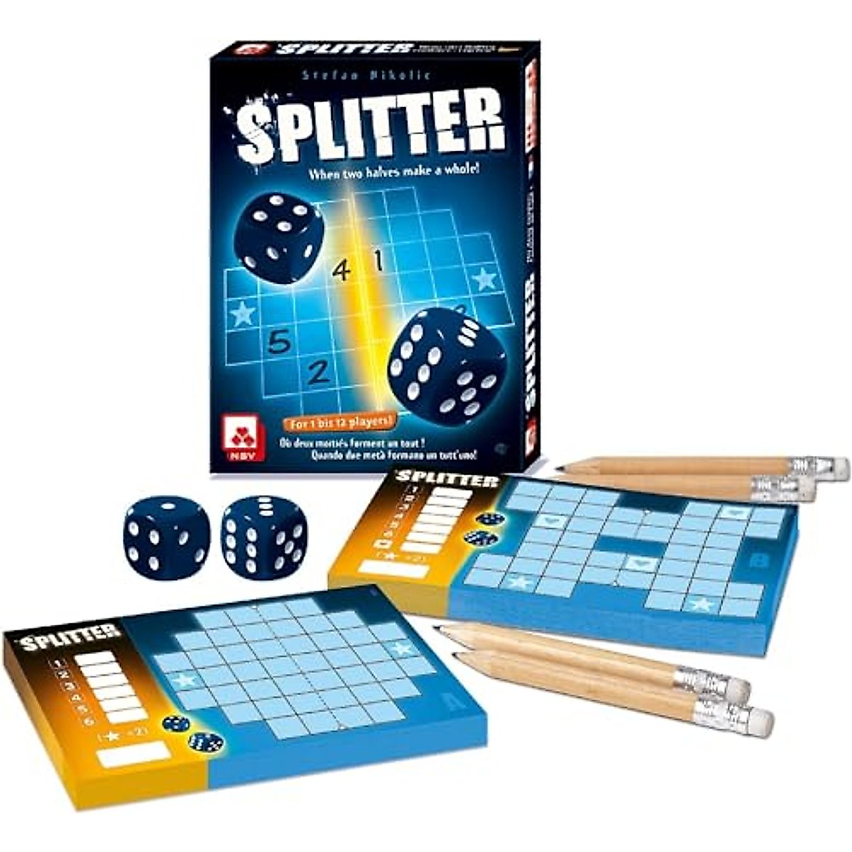 Splitter Dice Game - A Symmetrical Challenge of Numbers and Strategy, Roll-and-Write Puzzle Game, Family Game for Kids and Adults, Ages 8+, 1-12 Players, 15 Minute Playtime, Made by Pandasaurus Games