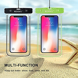 Universal Luminous Waterproof Case,Kenny Cell Phone Dry Bag Pouch,Waterproof Cell Phone Pocket with Neck Strap, for Smartphone up to 6 inches for Swimming,Diving and Surfing (Orange and Black)