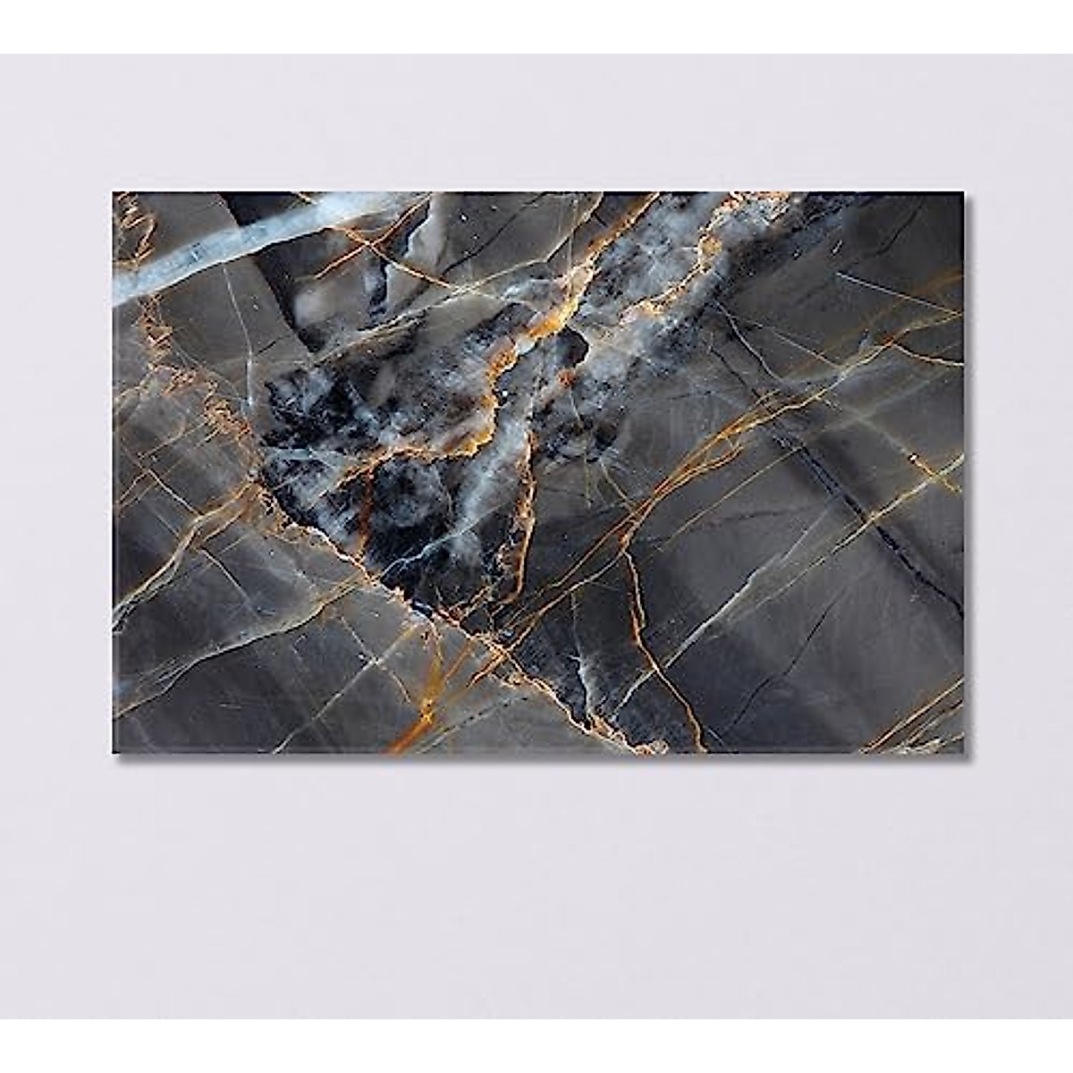 Yellow and Dark Gray Marble Canvas Print 3 Panels / 36x24 inches