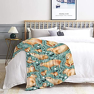 Floral Capybaras Blanket | Funny Gift for Cabybara Lover | 40"x50" Cute Capybara Flannel Blanket for Boys Girls| Capybaras Plush Blanket Decor for Couch Sofa Bedroom | Cabybara Lover Gift