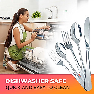 Mueller Flatware Set, 20-Piece Stainless Steel Silverware Set - Cutlery Set Service for 4 - Spoon, Knife, Fork, Salad Fork, Teaspoon - Dishwasher Safe