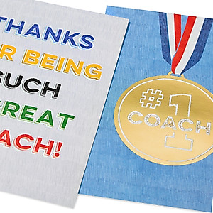 American Greetings Thank You Cards with Envelopes For Coach, Number 1 Coach Medal (8-Count)