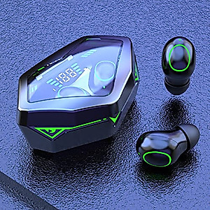 Wireless Bluetooth 5.2 Earbuds with RGB Light with Wireless Charging Case,Super HiFi Sound,Touching Control with Earhooks Headset Built-in Mic for Sport,Clear Calls,Work,Music