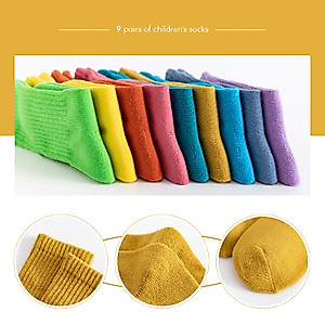 MINI PANDA Girls Socks,Little Girl Socks,Socks for Girls 6-8 Years,Long Socks for Girls 9 Pairs (9 colors, 6-8 Years)