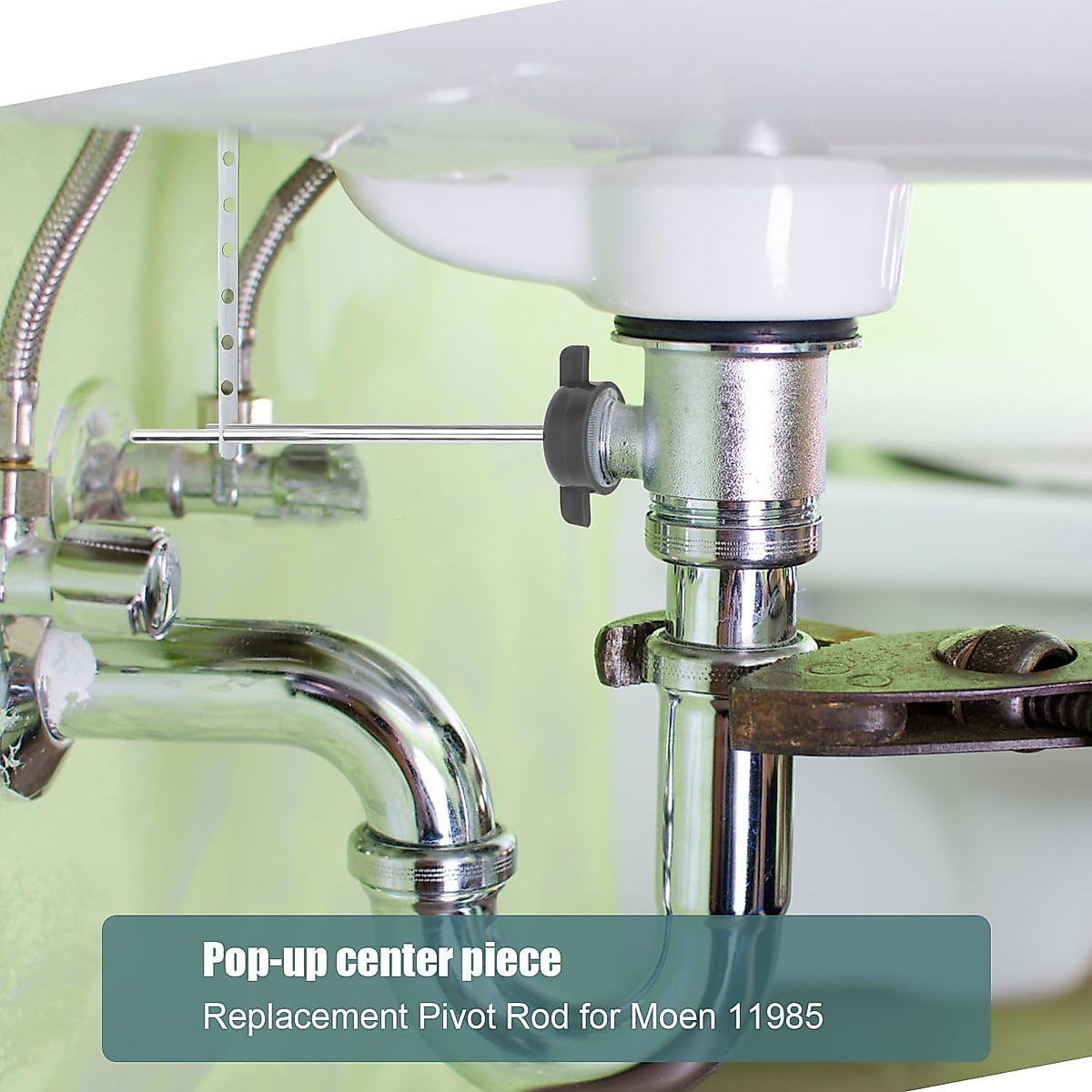 2pcs Bathroom Sink Pivot Rod for Moen 11985, Premium Metal and Plastic Ball Rod Replacement for 50/50 Lavatory Pop Up Center Sink Drain Stopper Assembly Compatible with Moen 11985