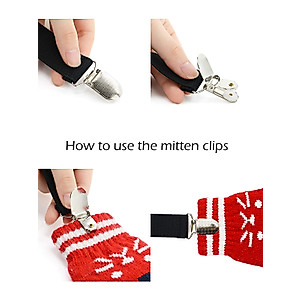 Century Star Elastic Mitten Clips for Toddlers Glove Clips for Kids Babys Adults Winter Boys Girls Mitten Clips 2 Pairs Black One Size