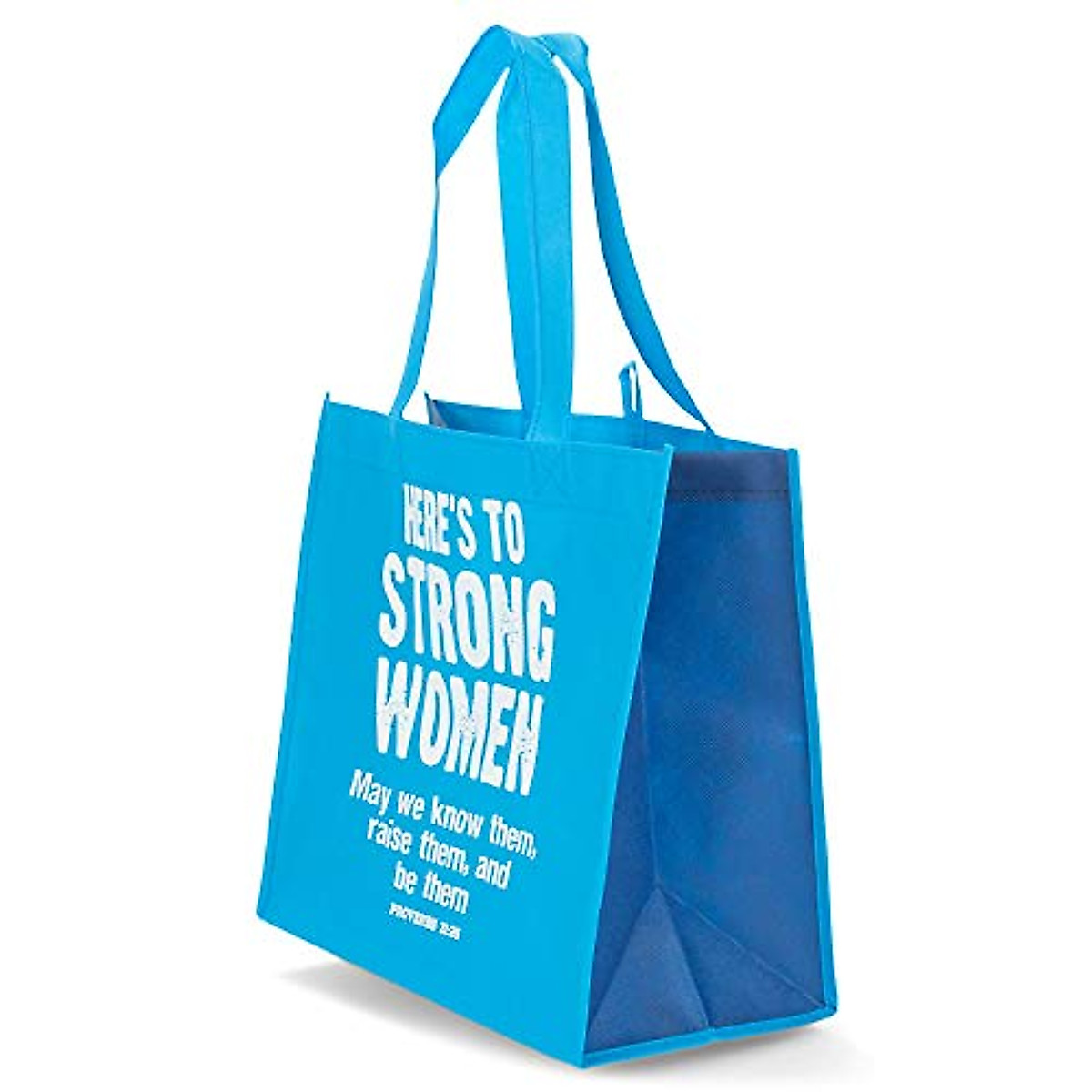 Here's To Strong Women Royal Blue 12.5 x 12 Canvas Fabric Eco Tote Handbag