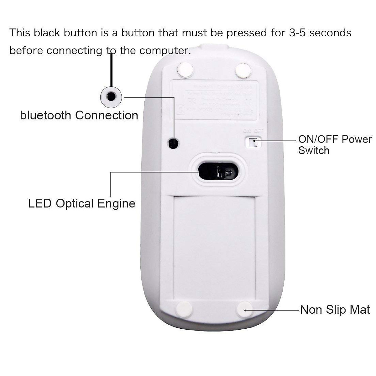 KLO Rechargeable Bluetooth Mouse for MacBook/MacBook air/Pro/iPad, Wireless Mouse for MacBook/Laptop/Notebook/iPad/Chromebook/pc(Silver)