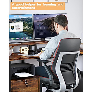 L Shaped Office Desk, 67" Home Office Desk with File Drawer & Power Outlet, Gaming Desk with Mobile CPU Stand, Corner Computer Desk with Monitor Shelf, Printer Storage Shelves, Two Person Desk, Brown