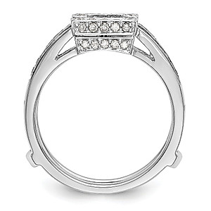 Size 7 - Solid 14k White Gold Black & White Diamond Ring Guard (9mm) (.43ct.)