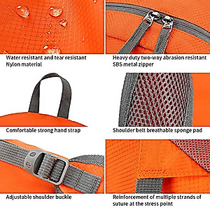 FENGDONG 35L Lightweight Foldable Waterproof Packable Travel Hiking Backpack Daypack for men women Orange