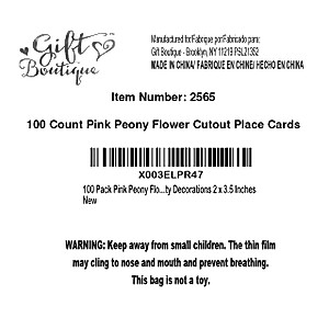 Gift Boutique 100 Pink Peony Floral Place Cards Flower Wedding Seating Name Card Folded Tent Cards for Baby Shower Weddings Tables 2 x 3.5 Inches