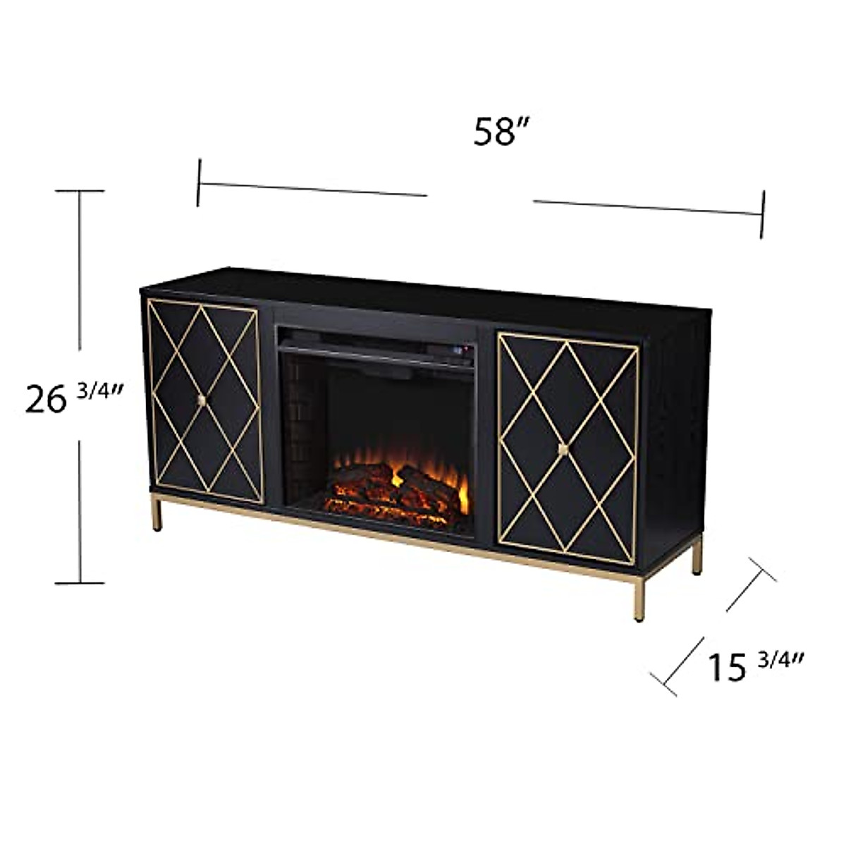 SEI Furniture Marradi Electric Fireplace w/Media Storage, Black