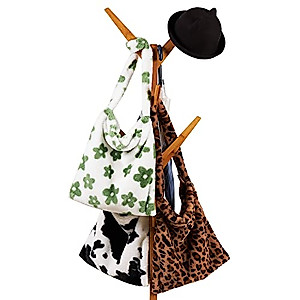 Fluffy Furry Tote Bag Large Fuzzy Bag Cute Y2K Plush Bag with Zipper Fashion Women Girl Handbag Faux Fur Shoulder Purse for Autumn and Winter