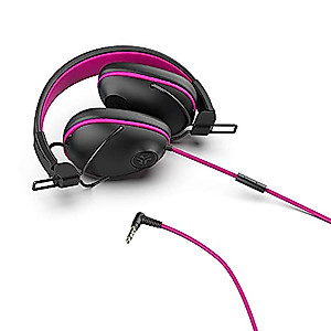JLab JBuddies Pro Wired Over-Ear Kids Headphones | Built-in Volume Regulators for Safety | Folding | Adjustable | Noise Isolation | with Mic | Pink