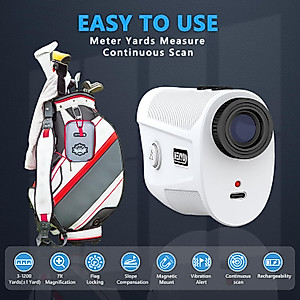 Golf Rangefinder with Slope, Golf Laser Rangefinder,1200 Yard Range Finder Golfing with Magnetic Holder, USB C Rechagreable, 7X Magnification, High-Precision Flag Lock Vibration, Fast Focus