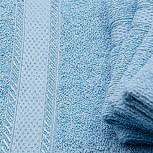 Gold Coast Egyptian Cotton Cottage Blue Bath Sheet and 4 Washcloths Set