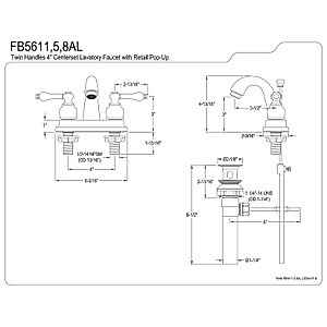 Kingston Brass FB5611AL 3-5/8-Inch in Spout Reach Restoration 4-Inch Centerset Lavatory Faucet, Polished Chrome