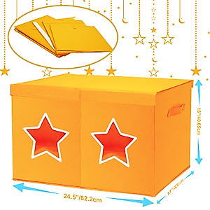 Large Toy Box Chest,Collapsible Sturdy Storage Bins with Lids,Large Kids Toy Storage Organizer Boxes Baskets for Kids,Boys,Girls,Toddler,Nursery Room,Playroom(Orange Star)
