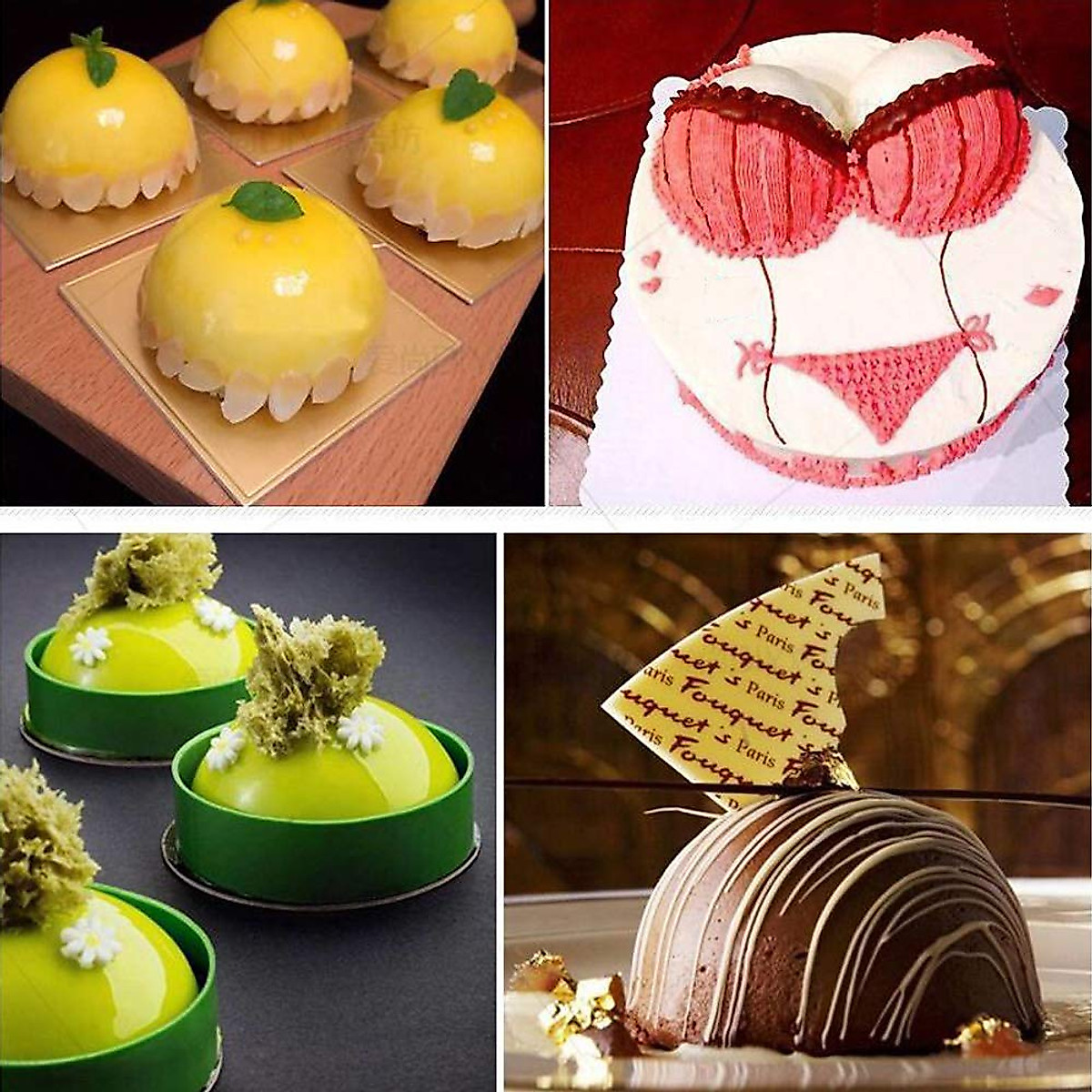 RAYNAG 2 Pack Medium Semi Sphere Silicone Mold Baking Chocolate Bath Bomb Making Domes Tray Cake Eyeballs Jelly Dome Mousse Soaps Molds, 15-cavity