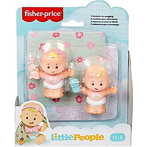 Fisher-Price Little People Snuggle Twins, set of 2 baby figures with 2 soft blanket accessories for toddlers and preschool kids ages 18 months to 5 years