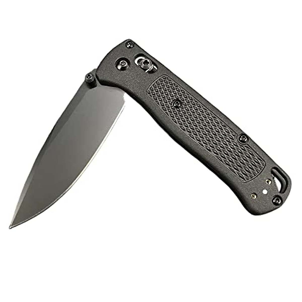 DAOFENG EDC Black Lightweight Folding Pocket Knife Manual Thumb Studs Open Drop-Point Blade Plain Edge Coated Fiberglass Handle Axis Lock