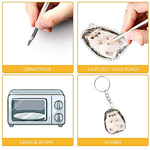 Rawskro 137 Pieces Shrink Plastic Sheet Kit Include 12 PCS Shrinky Art Paper with 125 PCS Keychains Accessories,Create Your Own Shinky Dinks, Earrings, Necklace, Keychains (A5 Size)