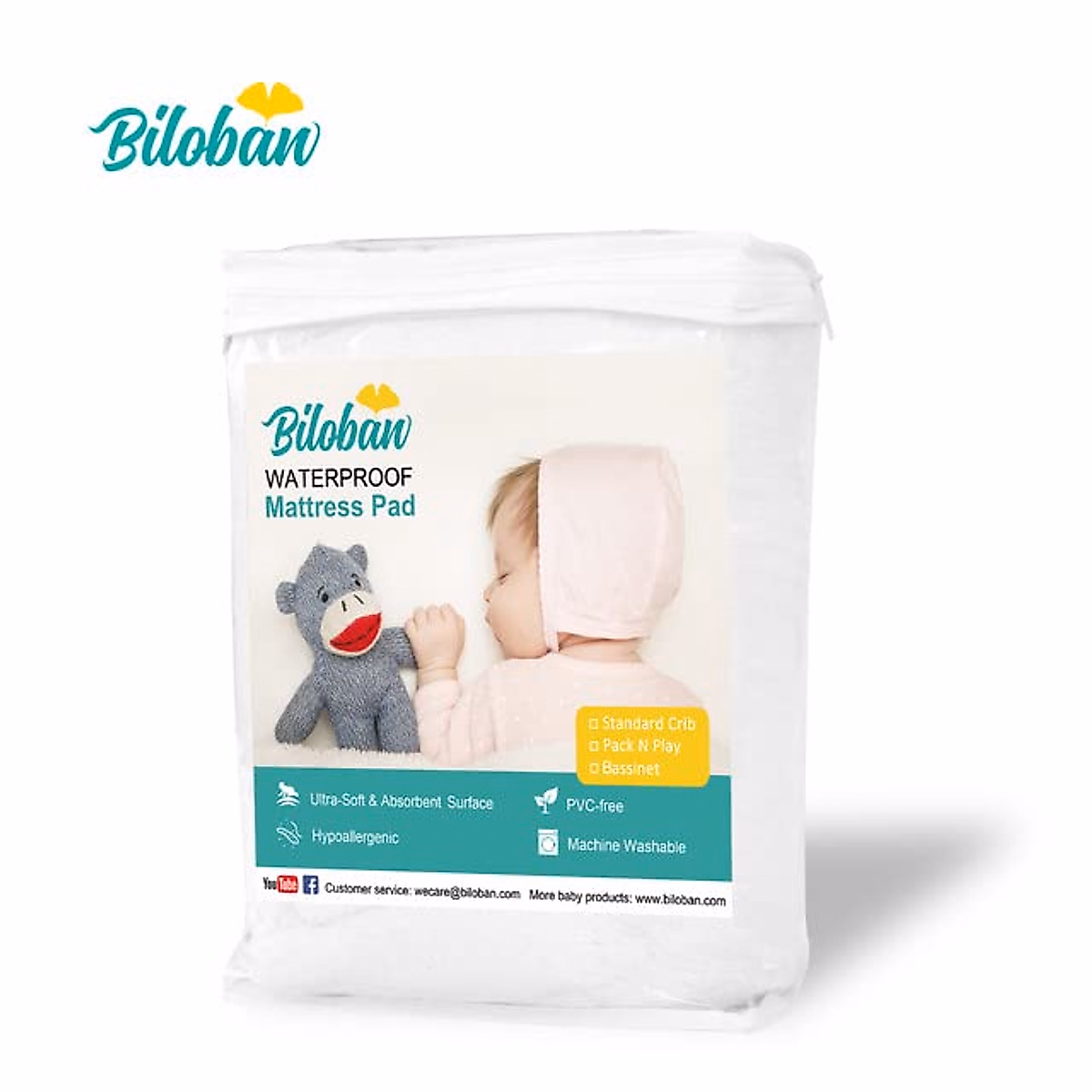 Bassinet Mattress Pad Cover, Waterproof, Ultra Soft Bamboo Terry Surface, Universal Fit for Hourglass/Oval Bassinet Mattress, 2 Pack, Washer & Dryer, No Loosen and Pre-Shrinked