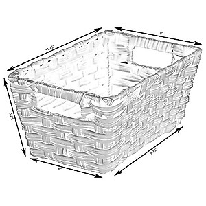 Black Plastic Wicker Shelf Basket Organizer, Set of 3