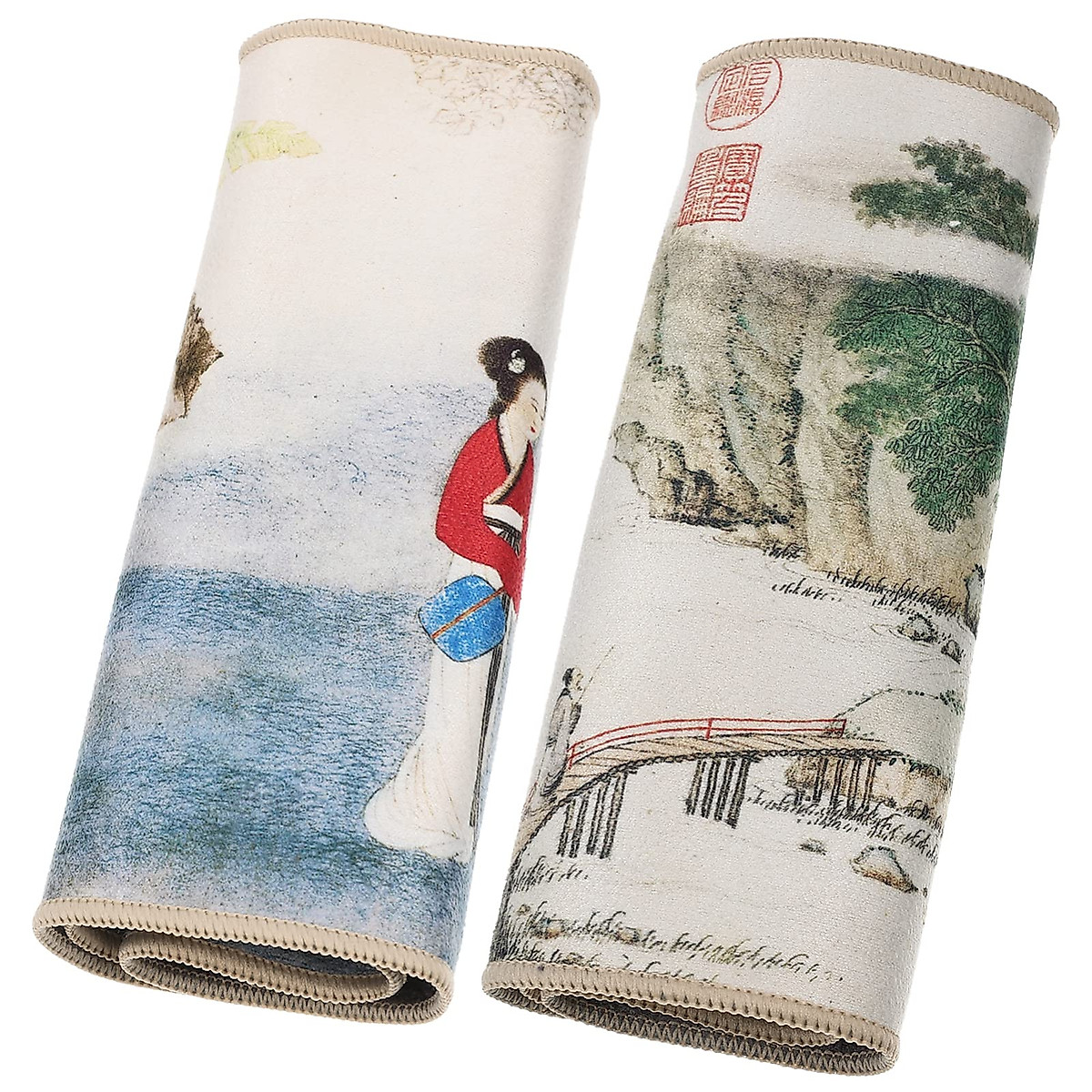 Kichvoe 2pcs Chinese Style Kitchen Tea Towels Chinoiserie Dish Towels Kitchen Bar Towels Large Plate Cloth Gongfu Tea Tray Mat Kung Fu Tea Accessory Set (Style 2)