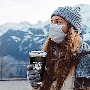 liabiliies Emotional Support Husband Do Not Pet Tumbler Coffee Tumblers 30 oz Tumbler with Lid and Straw Insulated Tumblers Stainless Steel Tumbler
