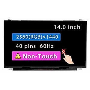 14.0" Screen Replacement for Lenovo Thinkpad T460P 20FW002F LCD Display Panel 60Hz (QHD 2560 * 1440 Non-Touch)