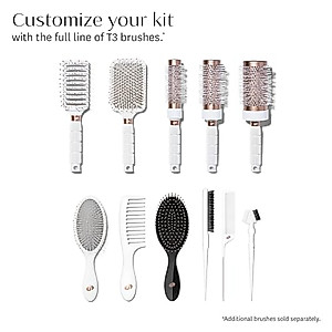 T3 Smooth Paddle Brush | Cushioned Body and Wide Flat Base for Gentle Styling | Heat Resistant Bristles