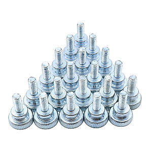 LBY 30pcs Knurled Hand Screw, M4 x 10mm Flat Knurled Head Fully Threaded Thumb Screws(Double Layer Step), Carbon Steel Galvanize
