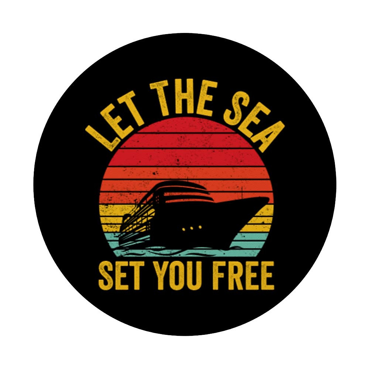 Cruising Cruise Ship Retro Let The Sea Set You Free PopSockets Standard PopGrip