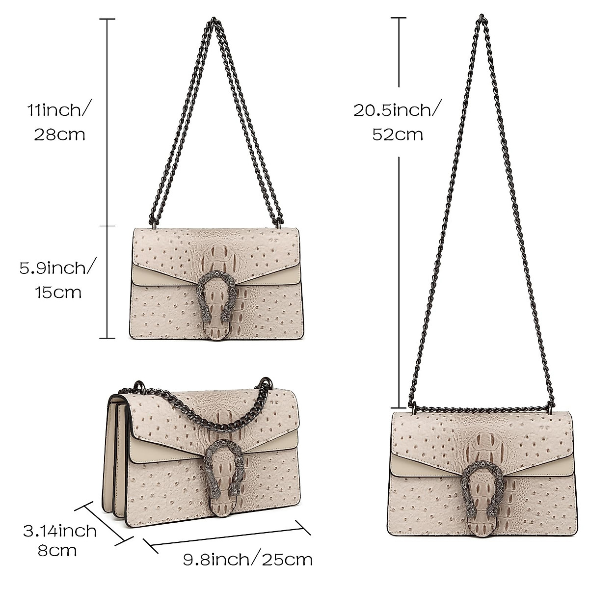 MYHOZEE White Crossbody Bags for Womens, Quilted Crossbody Purses Chain Shoulder Bag for Women