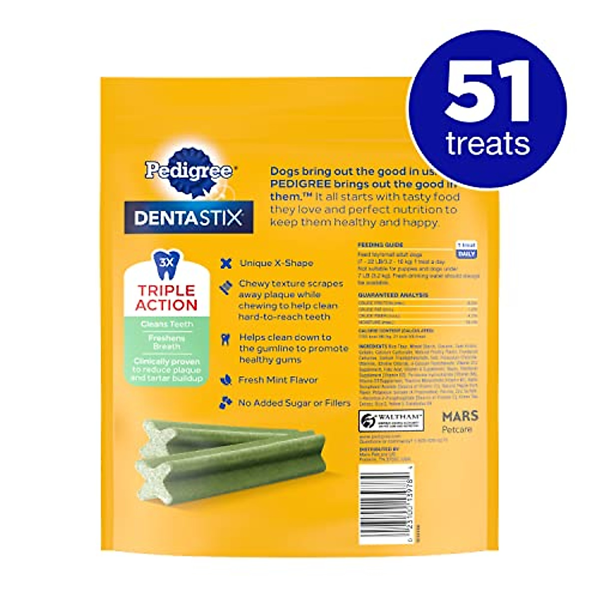 PEDIGREE DENTASTIX Dental Dog Treats for Toy/Small Dogs Fresh Flavor Dental Bones, 12.66 oz. Pack (51 Treats)